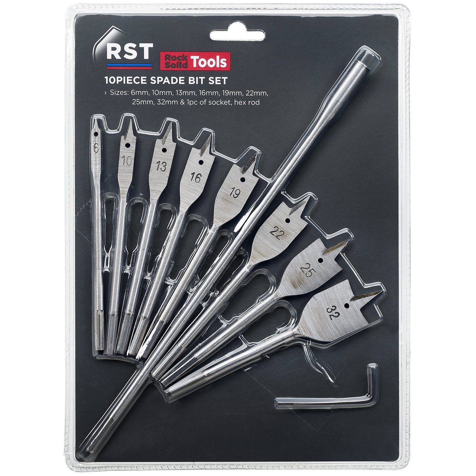 RST 10 Piece Spade Bit Set Rollins Sons London Ltd
