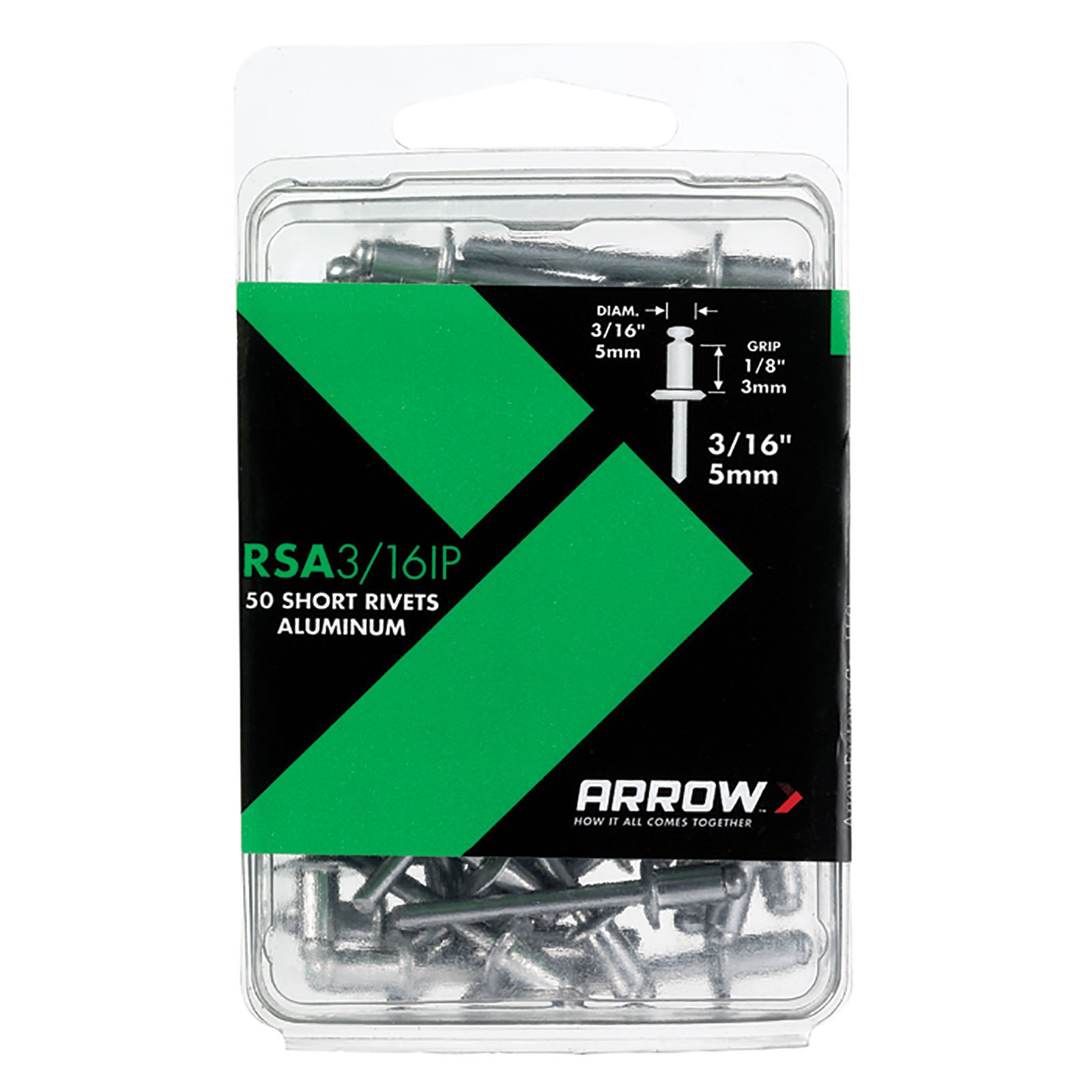 Arrow 3 16 Short Aluminium Rivet Industrial Pack 50 Rollins Sons London Ltd