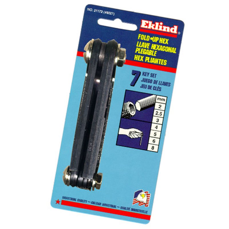 Eklind Metric 7pc Fold-Up Hex Key Set, Medium : Rollins & Sons (London) Ltd